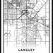 Langley Map Print, British Columbia BC Canada, City Street Road Map ...