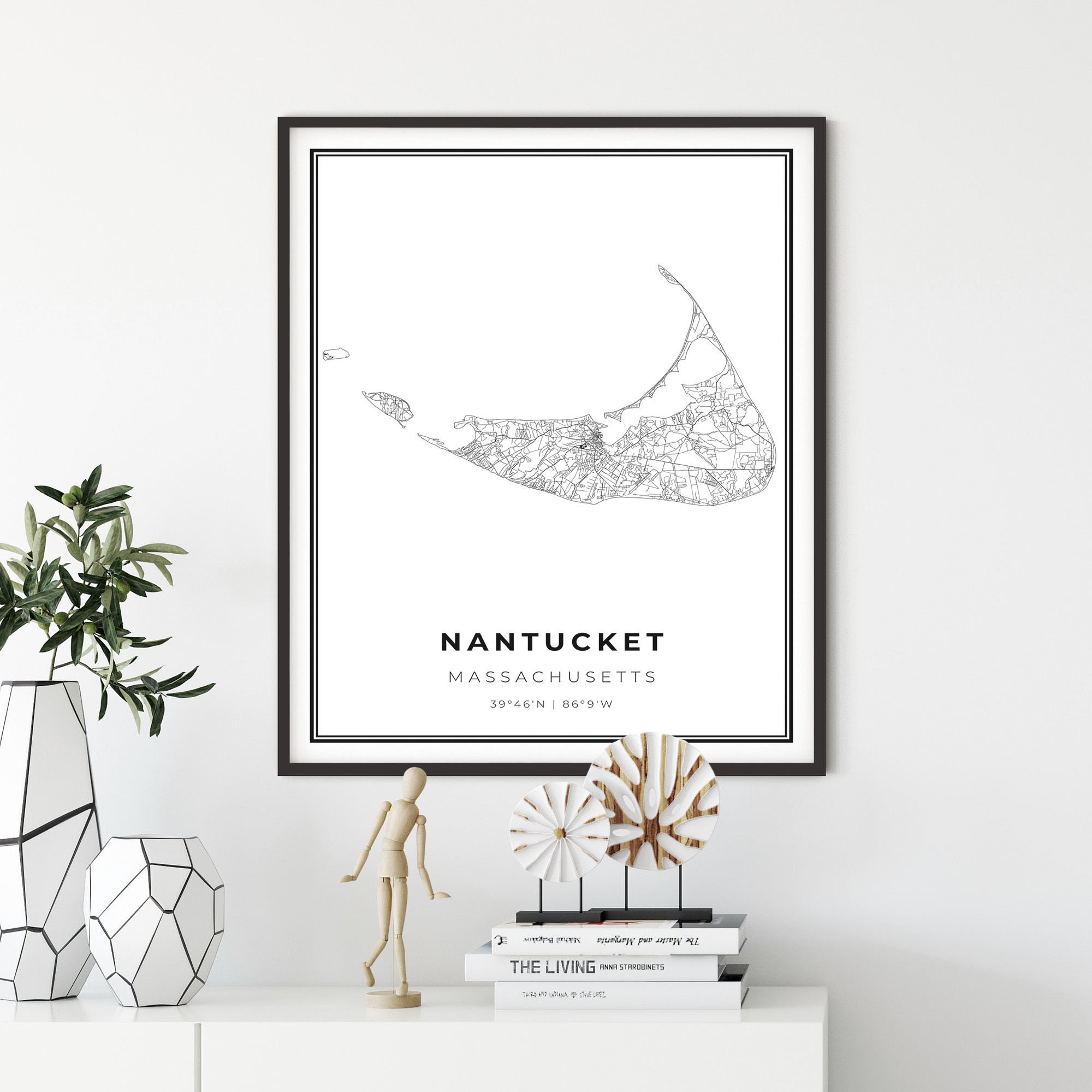 Nantucket Map Print Massachusetts MA USA Map Art Poster Cape | Etsy