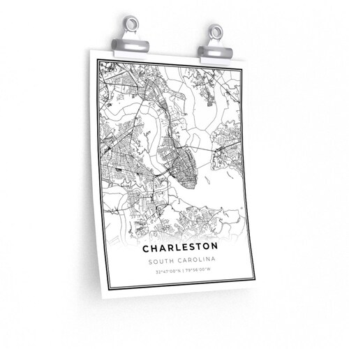 CHARLESTON SC City Map Art Poster Charleston South Carolina - Etsy