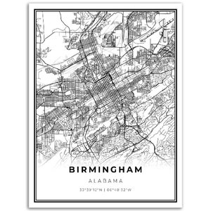 Birmingham Alabama Map Art Print: City Street Map Poster - Etsy