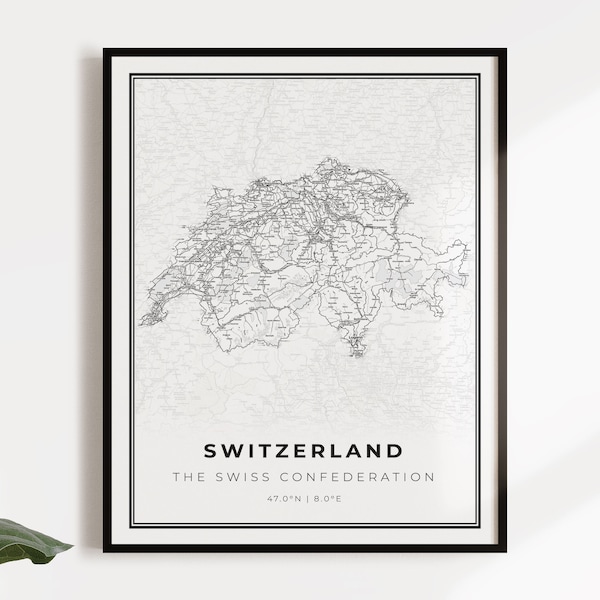 Switzerland Poster Map - Etsy