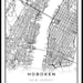 Hoboken Map Print, New Jersey NJ USA Map Art Poster, Hudson County City ...