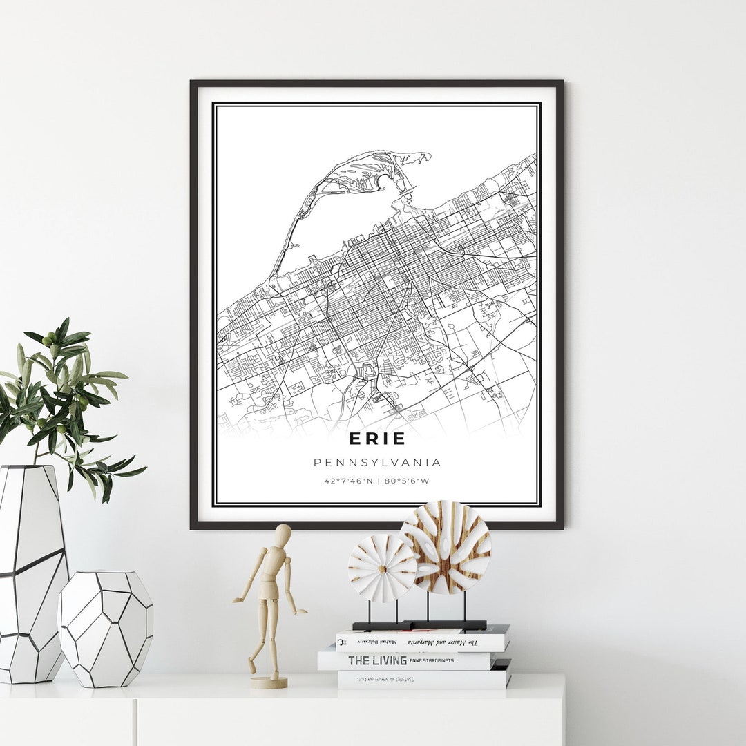 Erie Pennsylvania Map Art Print: City Street Map Poster - Etsy
