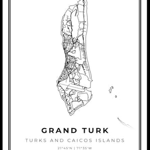 Grand Turk Map Print, Turks and Caicos Islandsmap Art Poster, City Map ...