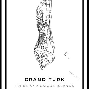 Grand Turk Map Print, Turks and Caicos Islandsmap Art Poster, City Map ...