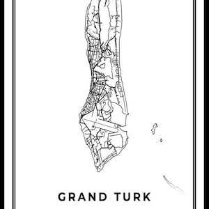 Grand Turk Map Print, Turks and Caicos Islandsmap Art Poster, City Map ...