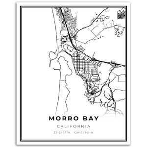 Morro Bay Map Print, California CA USA Map Art Poster, San Luis Obispo ...