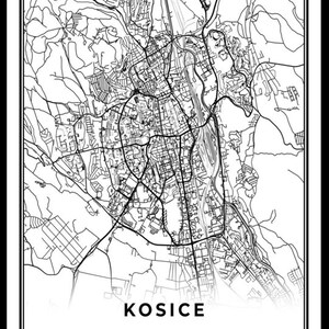 Kosice Map Print, Slovakia Map Art Poster, Kassa Kaschau, City Map Wall ...