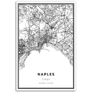 Naples Map Print, Italy Napoli Italia, Map Art Poster, City Street Road ...