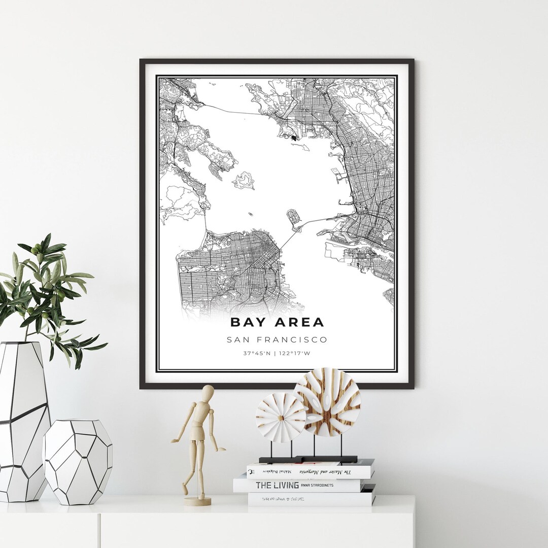 Bay Area Map Print, San Francisco Bay Area Road Map Print, California ...