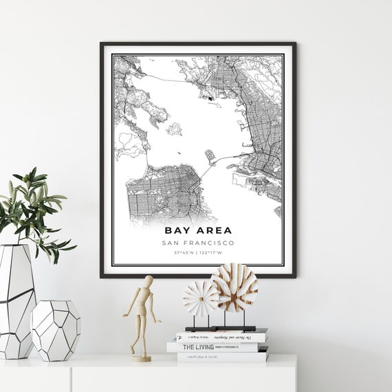 Bay Area Map Print San Francisco Bay Area Road Map Print | Etsy