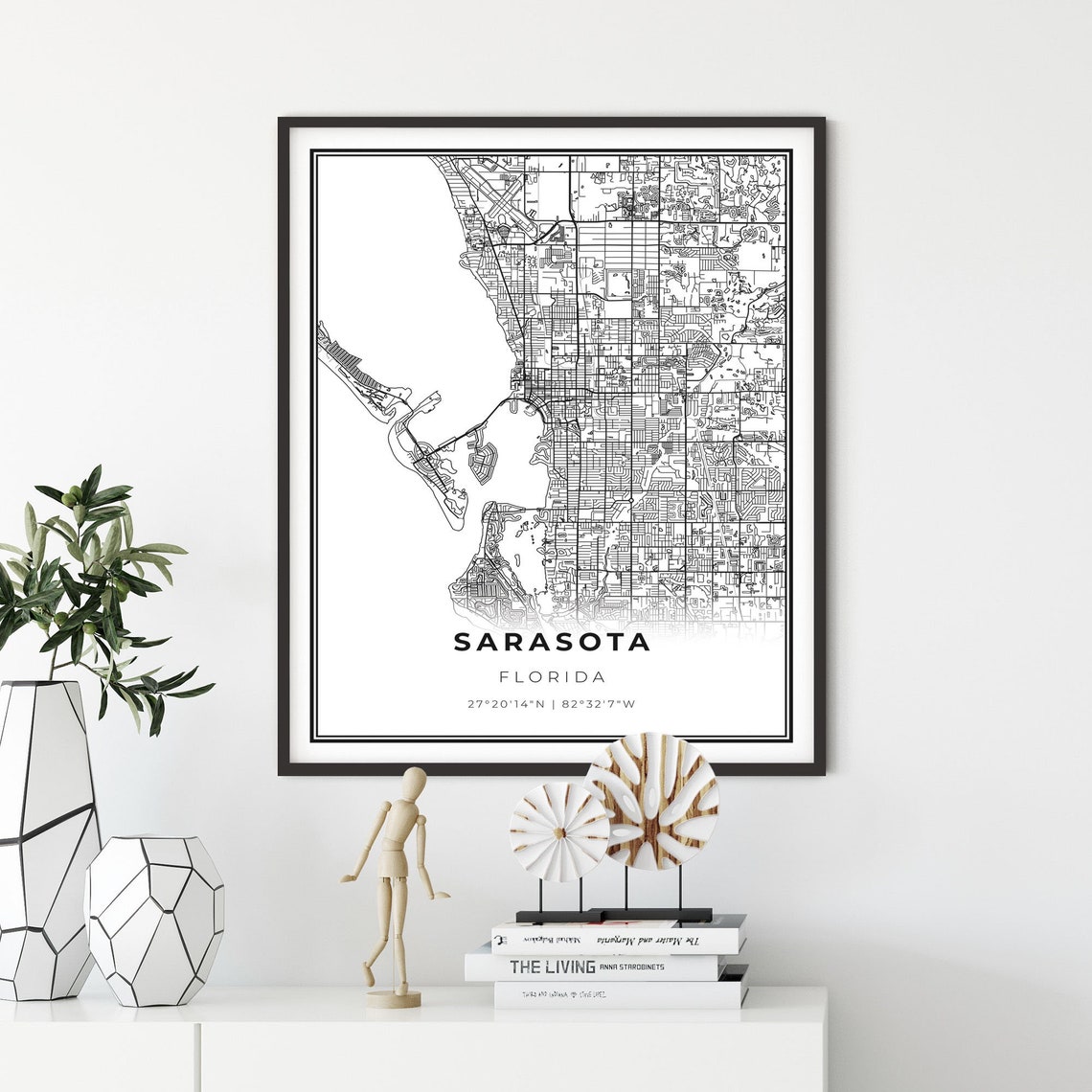 Sarasota Map Print Florida FL USA Map Art Poster City Street | Etsy