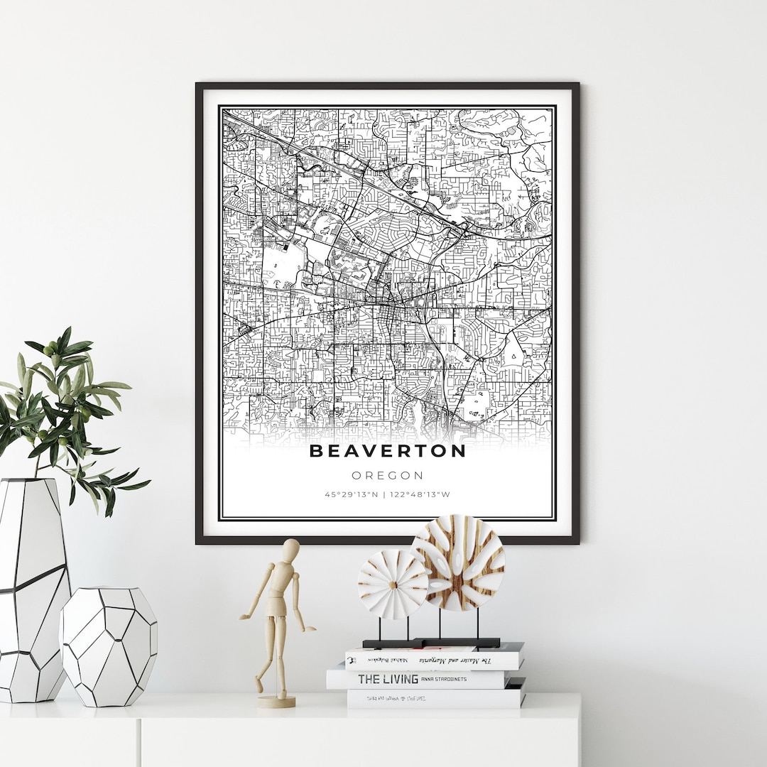 Beaverton Map Print, Oregon OR USA Map Art Poster, Portland City Street ...