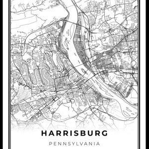 Harrisburg Map Print, Pennsylvania PA USA Map Art Poster, City Street ...