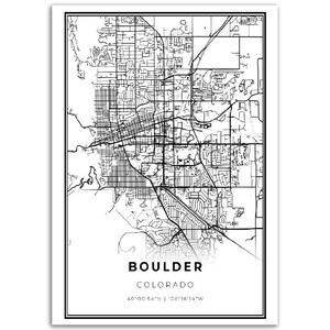 Boulder Map Print, Colorado CO Map Art Poster, USA Map Art, City Street ...