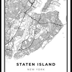Staten Island Map Print, New York City NYC NY USA Map Art Poster ...