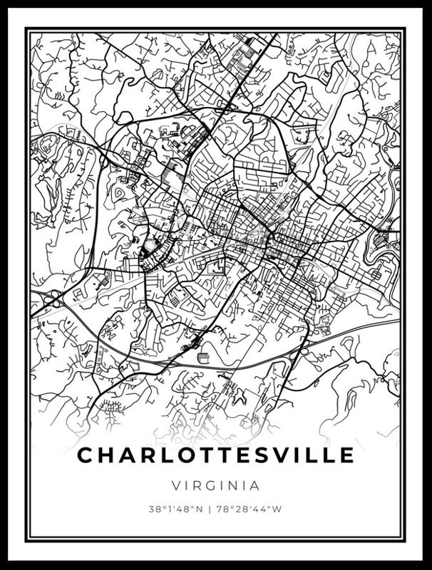 Charlottesville Virginia Map Print, City Street Art Poster, NM303 - Etsy