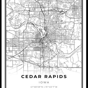 Cedar Rapids Iowa Map Art Print: City Street Map Poster - Etsy