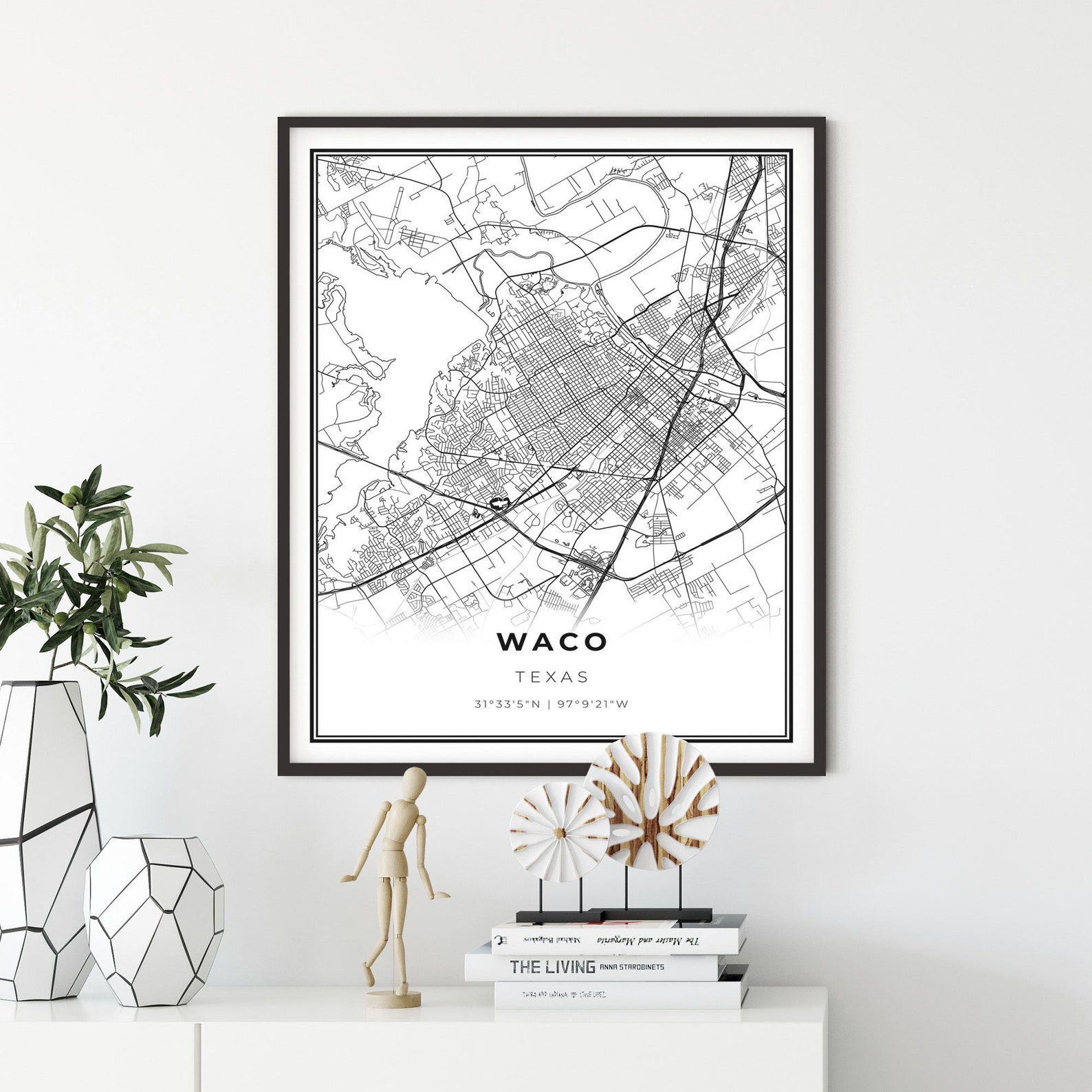 Waco Map Print Texas TX USA Map Art Poster City Street Road | Etsy