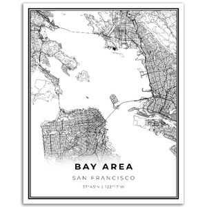 Bay Area Map Print, San Francisco Bay Area Road Map Print, California ...