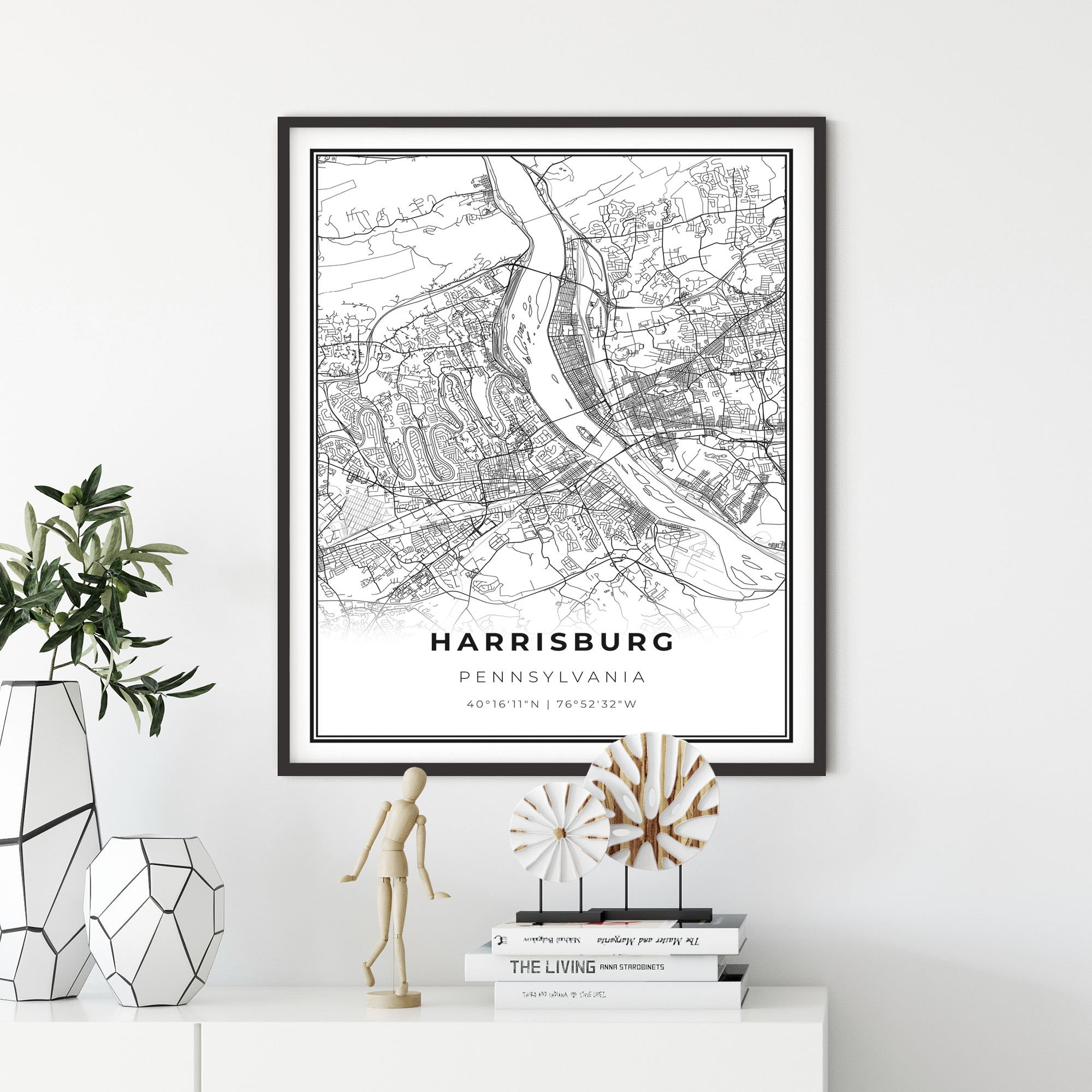 Harrisburg Map Print Pennsylvania PA USA Map Art Poster City - Etsy