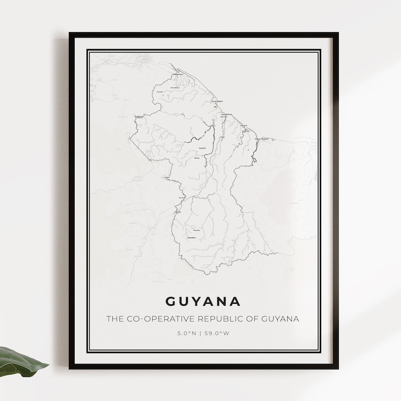 Guyana Map - Etsy