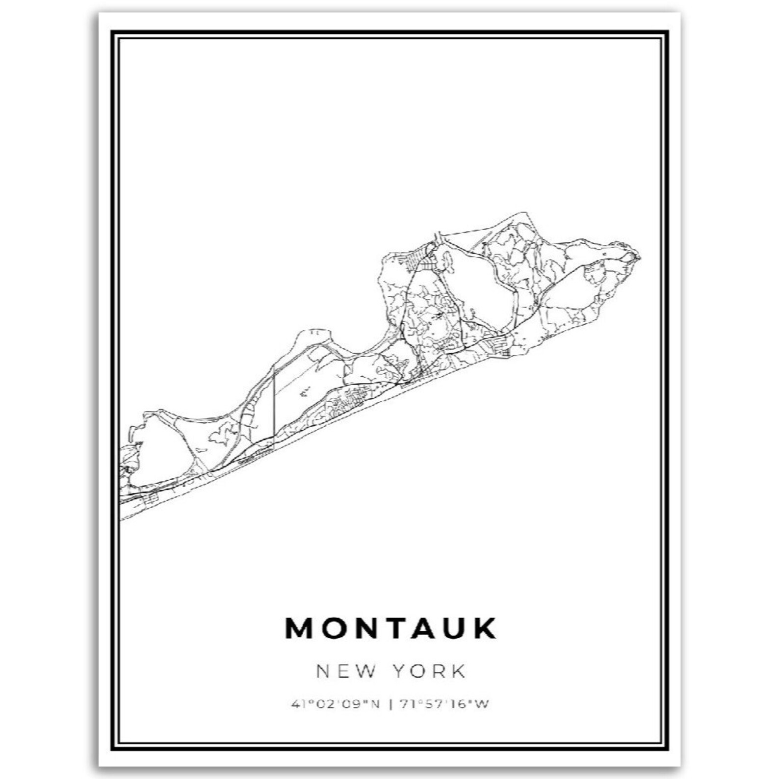 Montauk Map Art Print: New York City Street Map Poster - Etsy