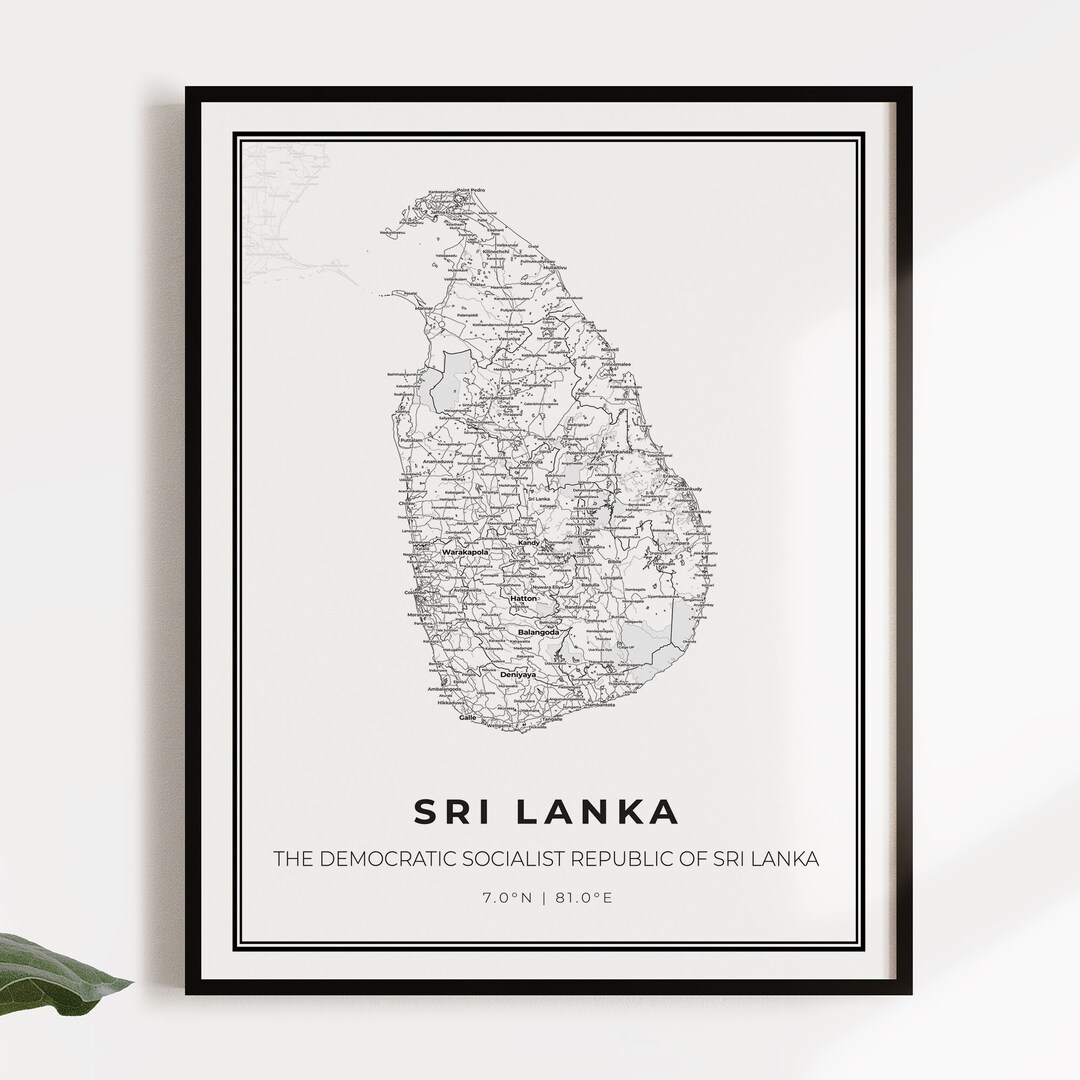 Sri Lanka Map Art Print: Country Road Map Wall Decor - Etsy