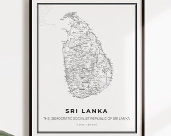 Sri Lanka Illustrated Map / Print /wall Art / Travel Gift - Etsy