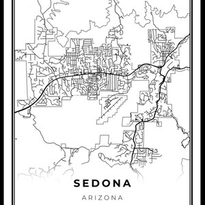 Sedona Map Print Arizona AZ USA Map Art Poster Yavapai - Etsy