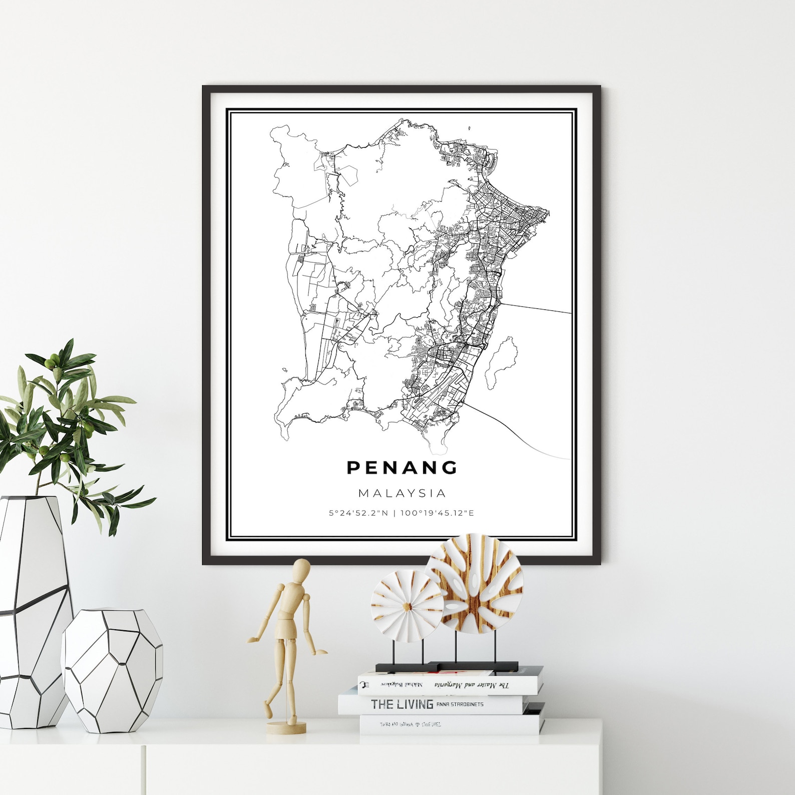 Penang Island Map Print Malaysia Map Art Poster City Street - Etsy