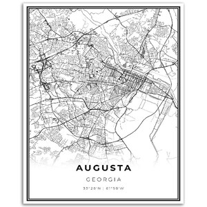 Augusta Map Print, Georgia GA USA Map Art Poster, City Street Road Map ...