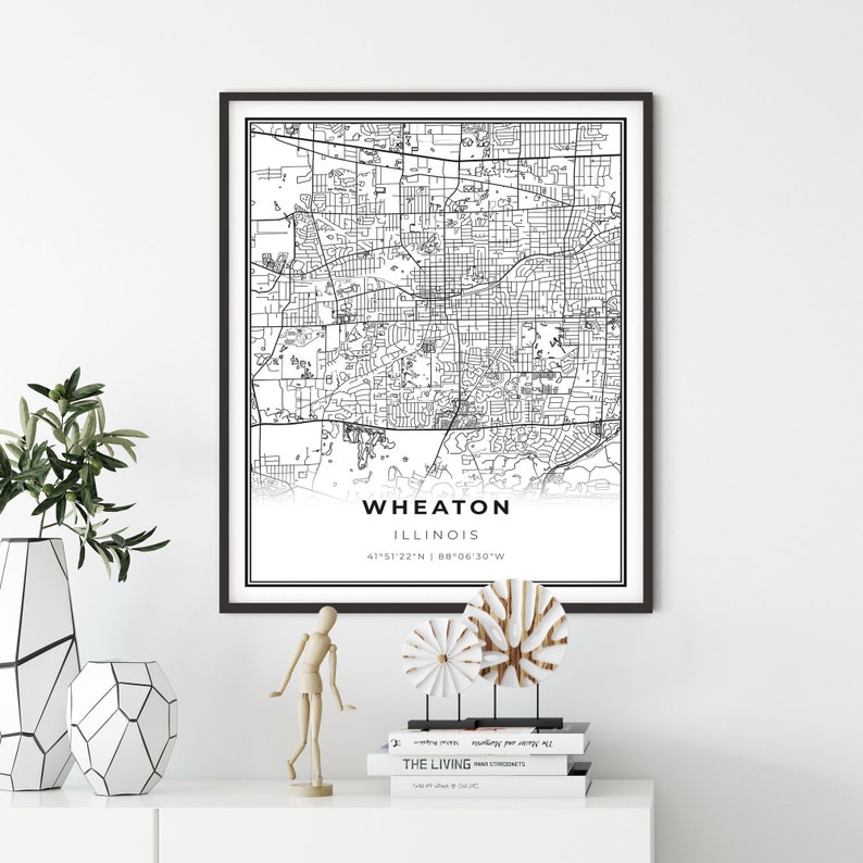 Wheaton Map Print Illinois IL USA Map Art Poster Dupage | Etsy