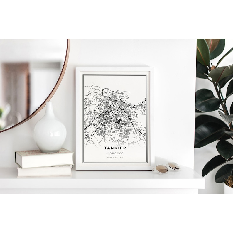 Tangier Map Print Morocco Map Art Poster Tingis Tanger - Etsy