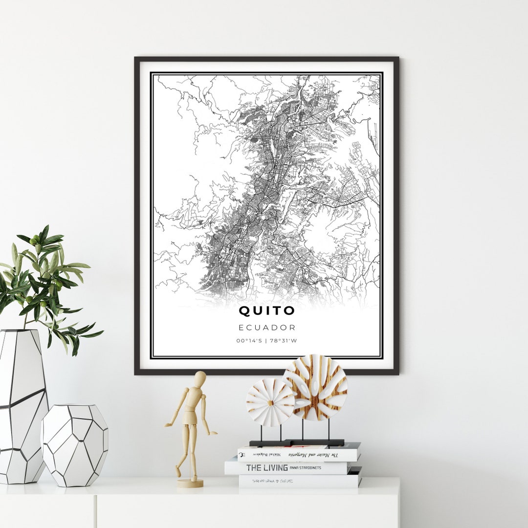 Quito Map Print Ecuador Map Art Poster Pichincha City - Etsy