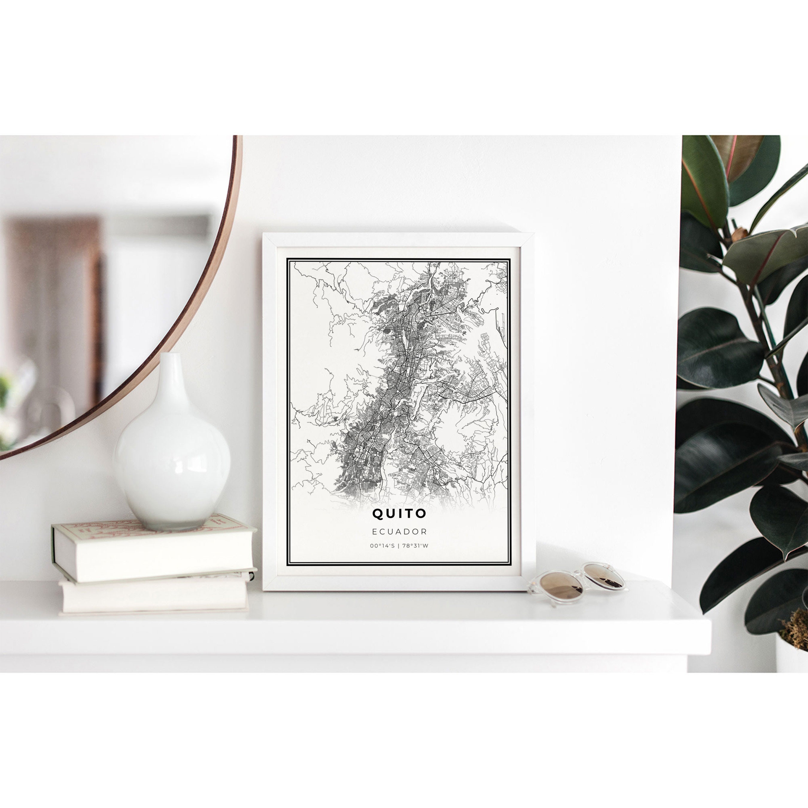 Quito Map Print Ecuador Map Art Poster Pichincha City - Etsy