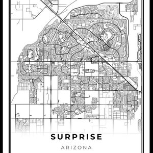 Surprise Map Print, Arizona AZ USA Map Art Poster, City Street Road Map ...