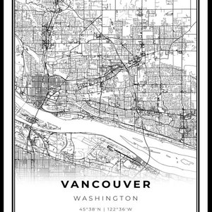 Vancouver Washington Map Art Print: City Street Map Poster - Etsy