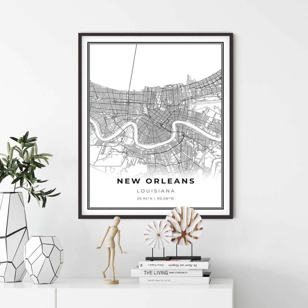 New Orleans Map Print, Louisiana LA USA Map Art Poster, City Street ...