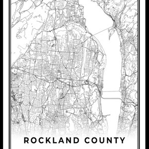Rockland County Map Print, New York NY USA Map Art Poster, City Street ...