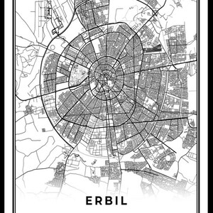 Erbil Map Print, Iraq Map Art Poster, Hawler, City Map Wall Art ...