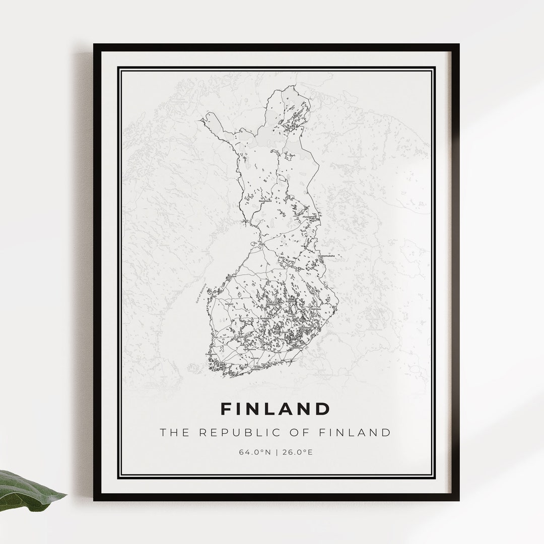 Finland Map Print: Minimalist Country Road Map Wall Art - Etsy