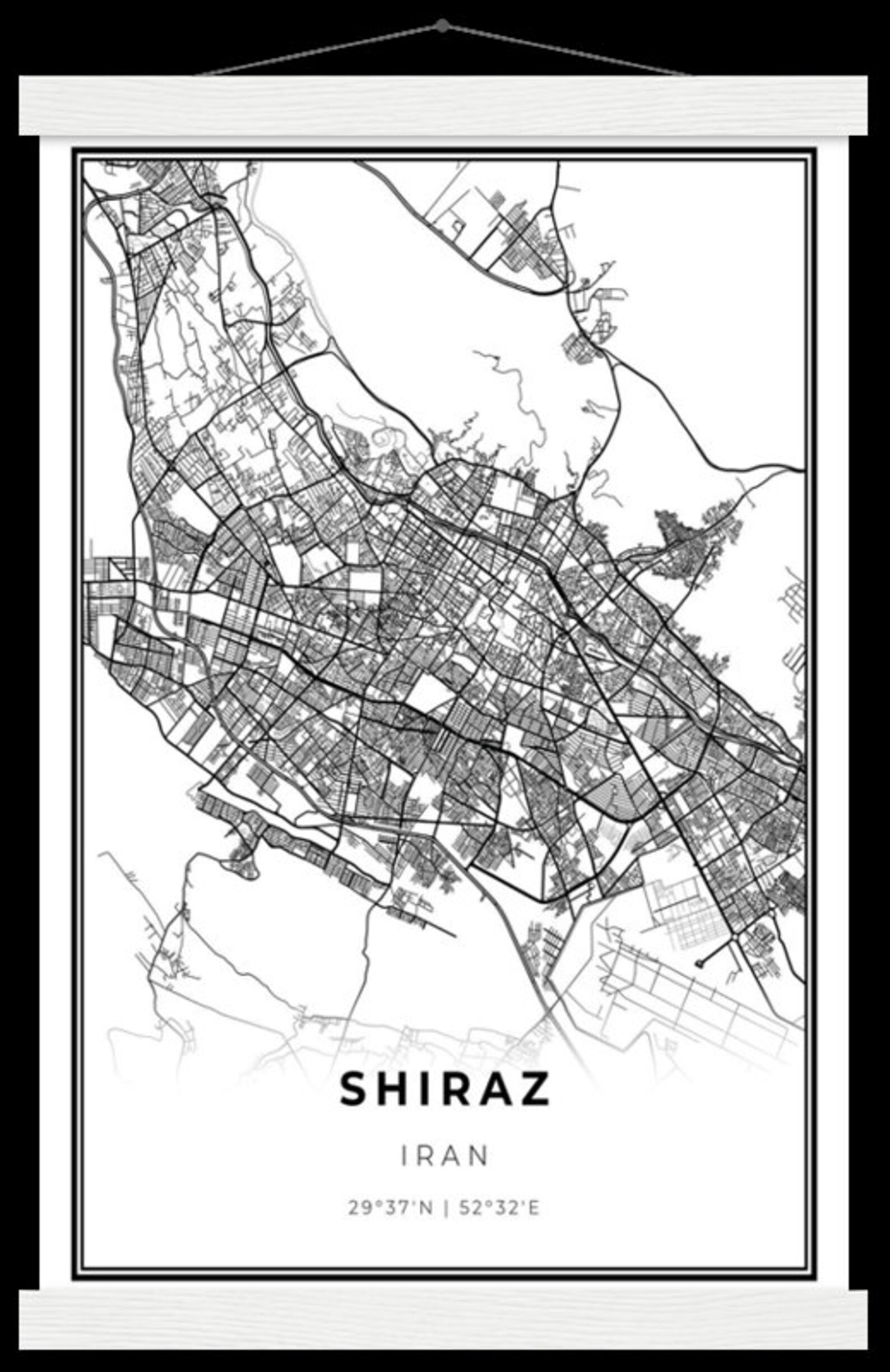 Shiraz Map Art Print: Iran City Map Poster - Etsy