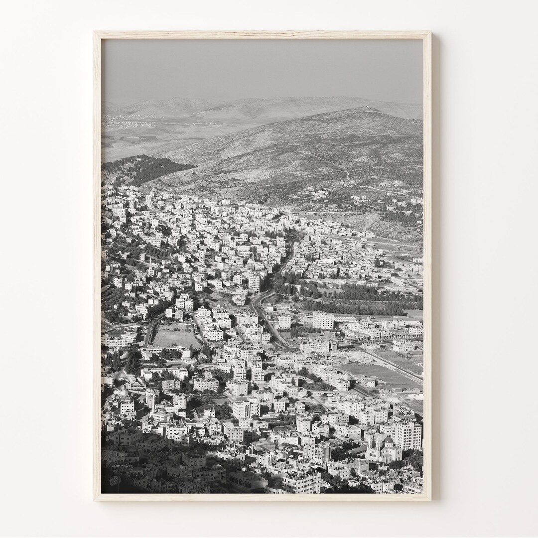 Nablus Map Print: Palestine Black and White Wall Art - Etsy