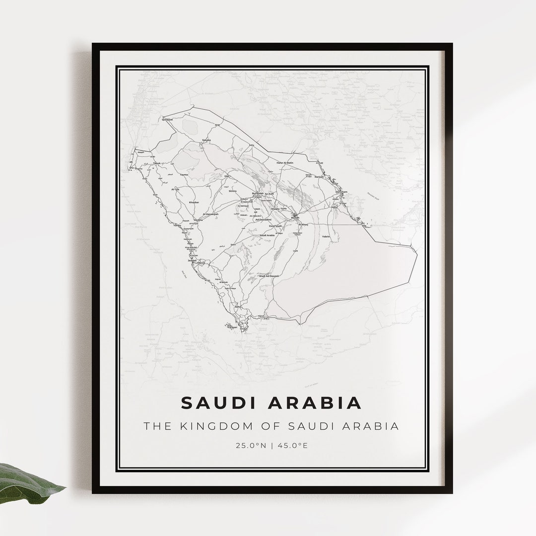 Saudi Arabia Map Poster Print Country Street Road Map Wall - Etsy