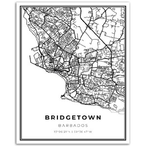Bridgetown Map Print, Barbados Map Art Poster, Saint Michael Map Art ...