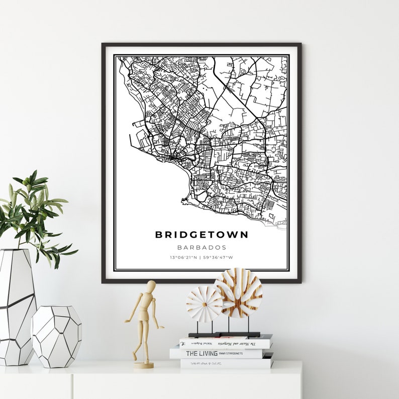 Bridgetown Map Print Barbados Map Art Poster Saint Michael | Etsy