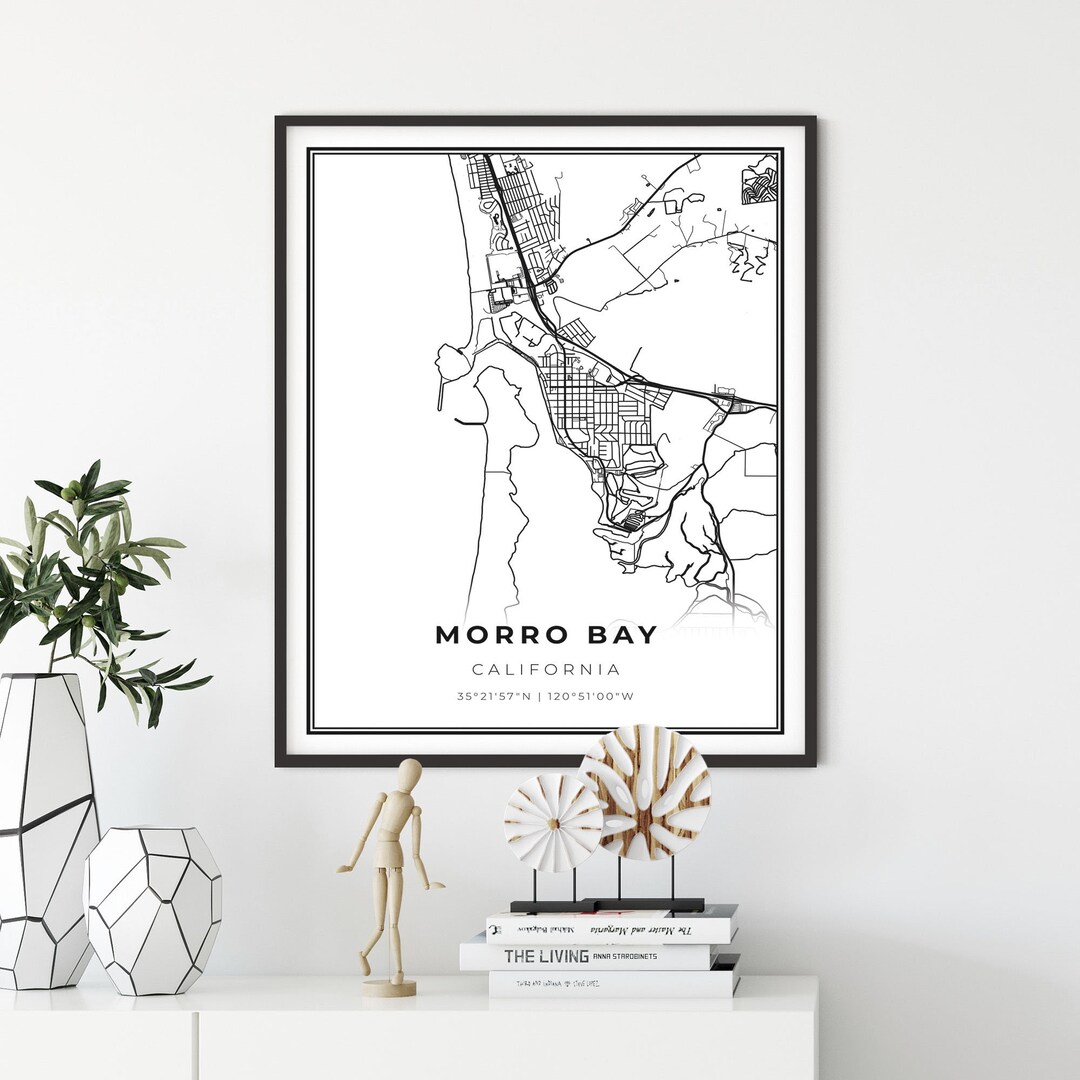 Morro Bay Map Print, California CA USA Map Art Poster, San Luis Obispo ...