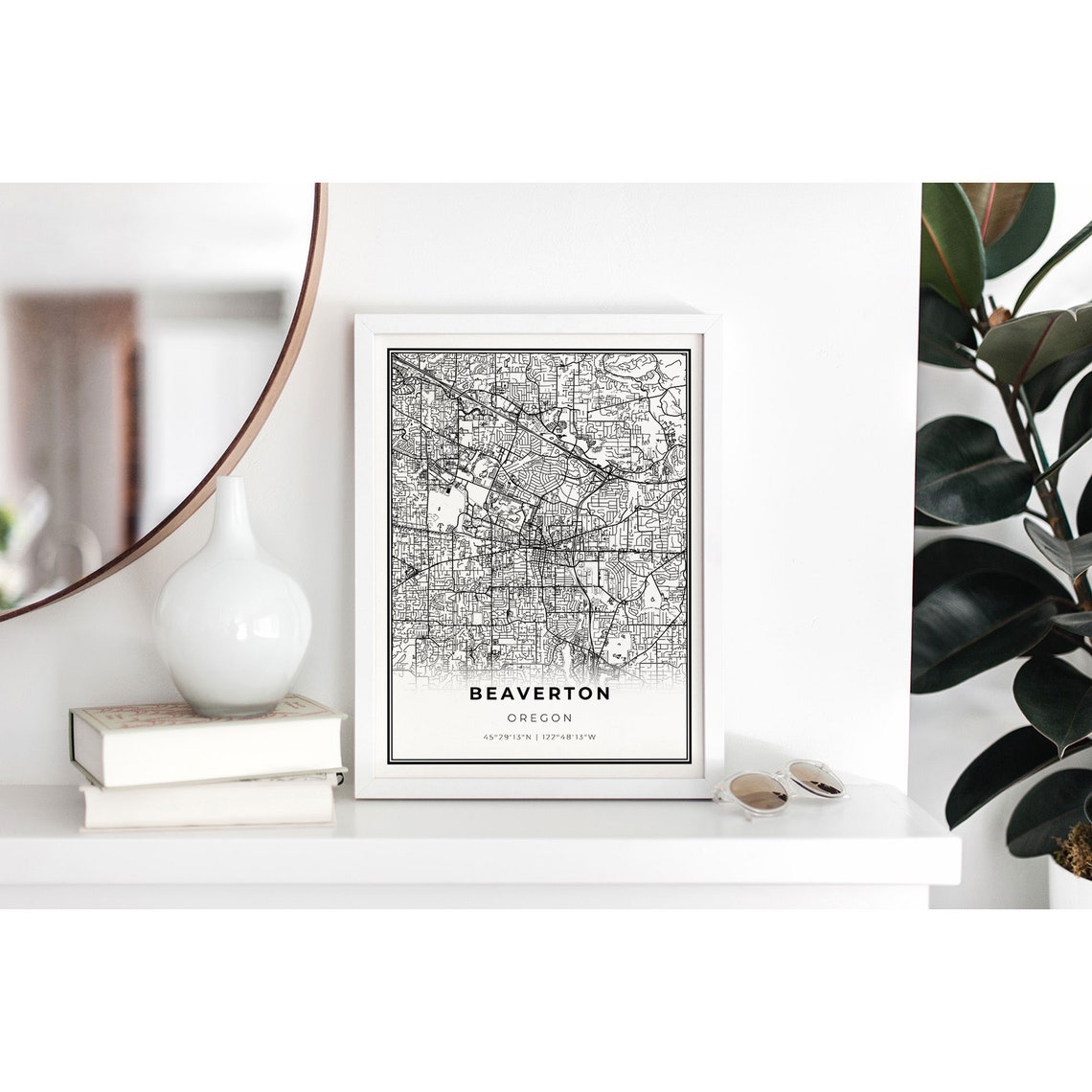 Beaverton Map Print Oregon OR USA Map Art Poster Portland | Etsy