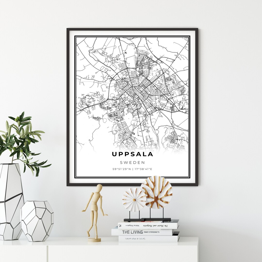 Uppsala Map Print, Sweden Map Art Poster, City Map Wall Art, Scandi ...